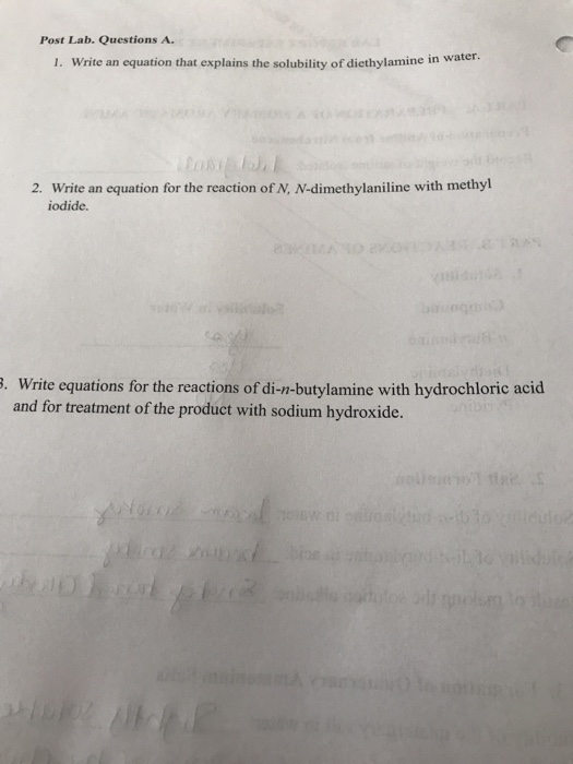 Solved Post Lab. Questions A. 1. Write an equation that | Chegg.com
