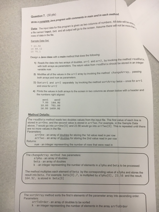 Solved Question 7. (30 pts) Write a gomplete Java program | Chegg.com