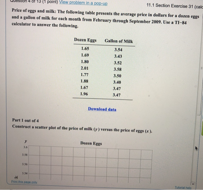 Solved duegtoh 4 of 13 1 point) View problem in a pop-up | Chegg.com
