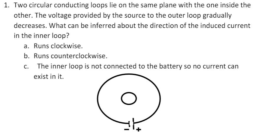 Solved 1. Two circular conducting loops lie on the same | Chegg.com