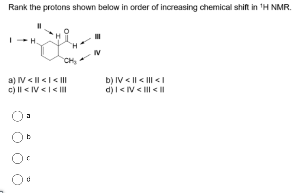 Solved Rank the protons shown below in order of increasing | Chegg.com