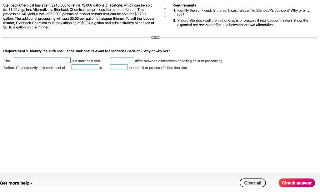 Solved Requirement 1. Identify the sunk cost. Is the sunk | Chegg.com