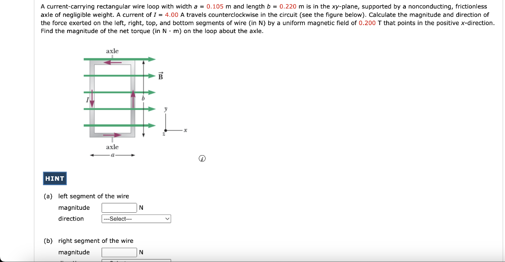 Solved A current-carrying rectangular wire loop with width | Chegg.com