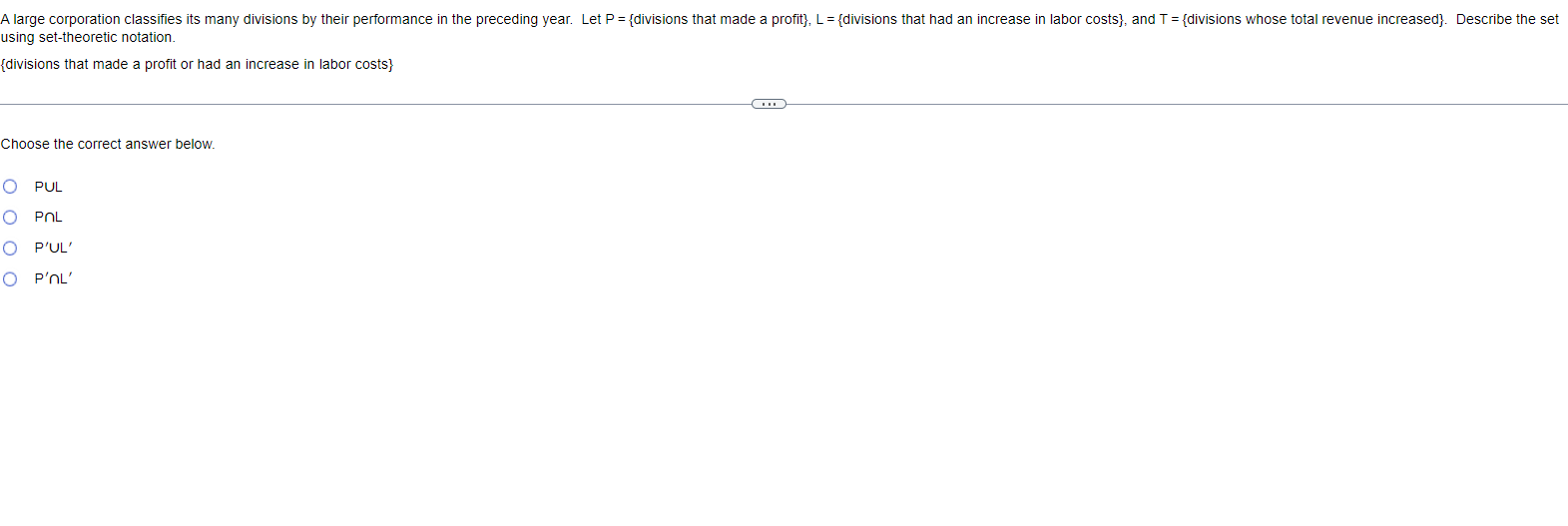 Solved using set-theoretic notation. \{divisions that made a | Chegg.com