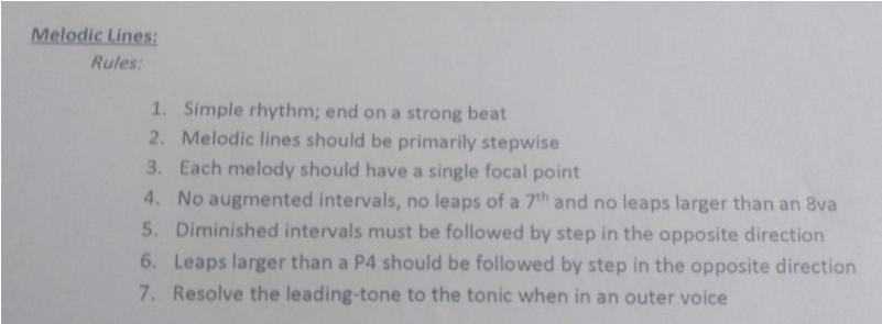 Solved Melodic Lines: Rules: 1. Simple rhythm; end on a | Chegg.com