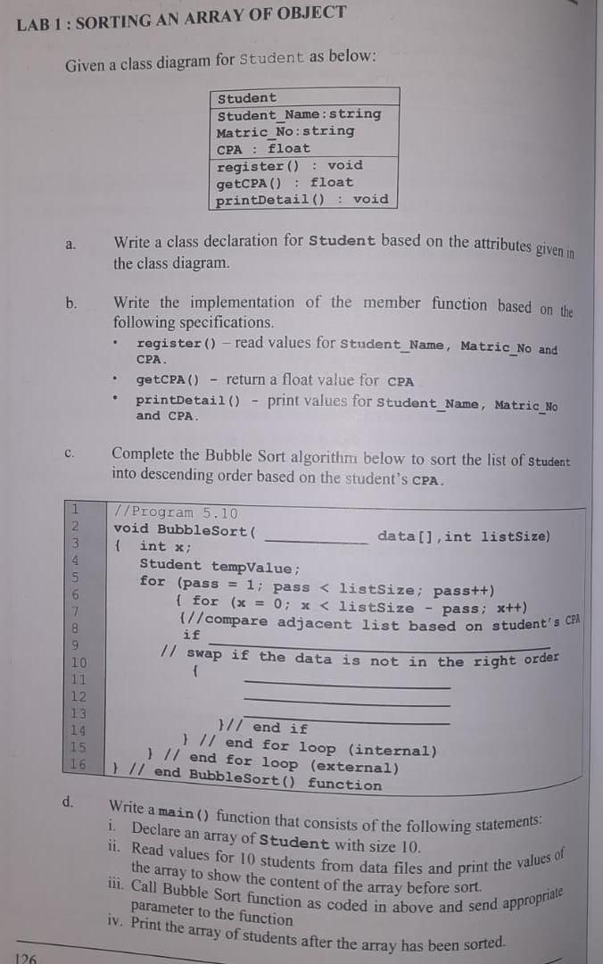 Solved Given a class diagram for Student as below: a. Write | Chegg.com