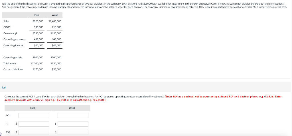 Solved \begin{tabular}{lrrrr} & \multicolumn{1}{c}{ East } & | Chegg.com