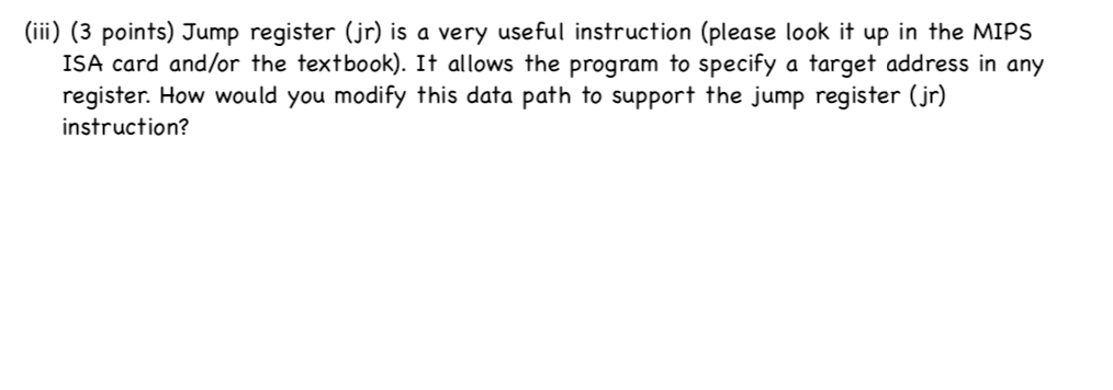 Solved (iii) (3 points) Jump register (jr) is a very useful | Chegg.com