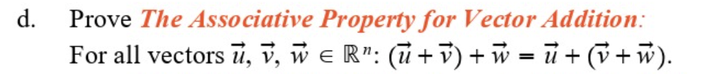 d. ﻿Prove The Associative Property for Vector | Chegg.com
