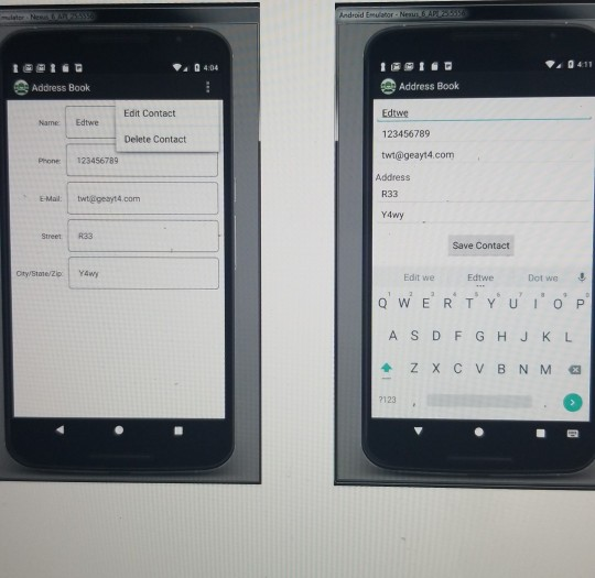Requirements Develop an Address book app. This app | Chegg.com