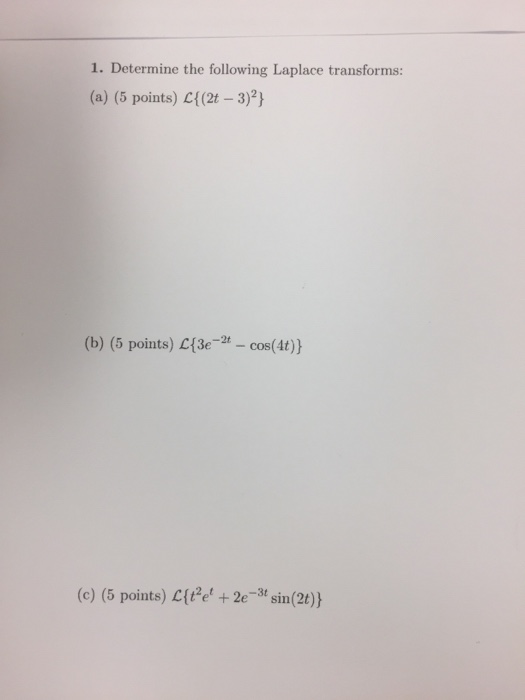 Solved Determine the following Laplace transforms: (a) | Chegg.com