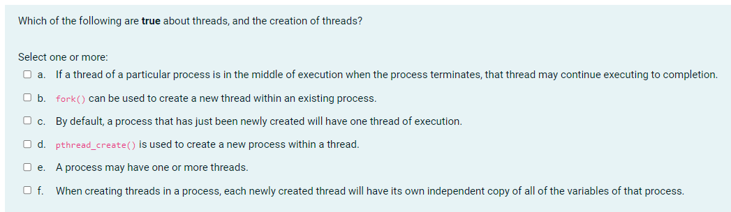 Solved Which of the following are true about threads, and | Chegg.com
