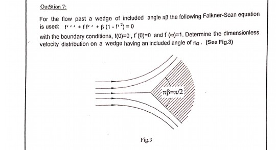 Solved Quction 7: For the flow past a wedge of included | Chegg.com