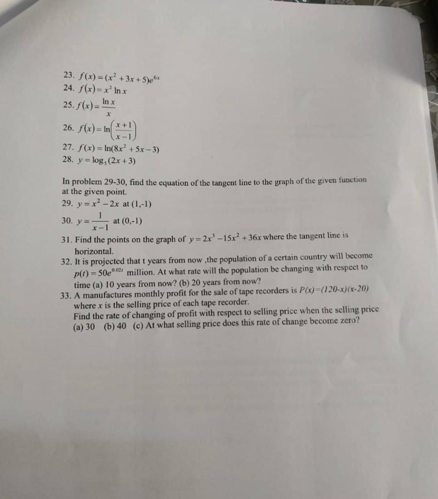 Solved \#1-28, Differentiate the given function 1. y=x32 2. | Chegg.com