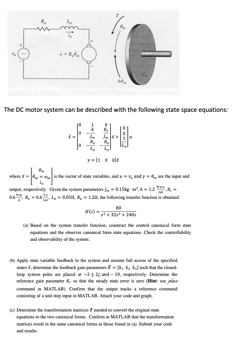 Solve the following DC motor system using the | Chegg.com