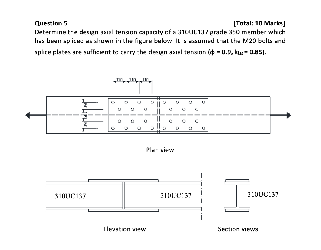 Solved Question 5 [Total: 10 Marks] Determine the design | Chegg.com