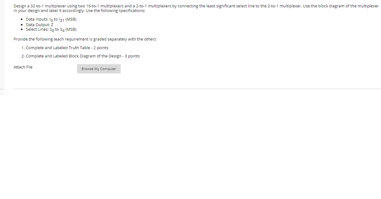 Solved Design a 32-to-1 multiplexer using two 16-to-1 | Chegg.com