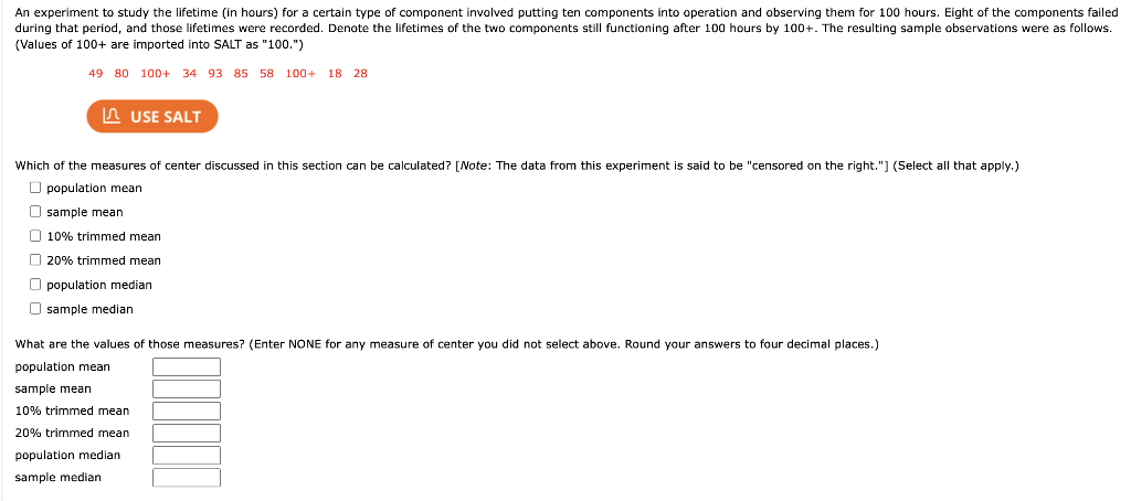 Solved An experiment to study the lifetime (in hours) for a | Chegg.com