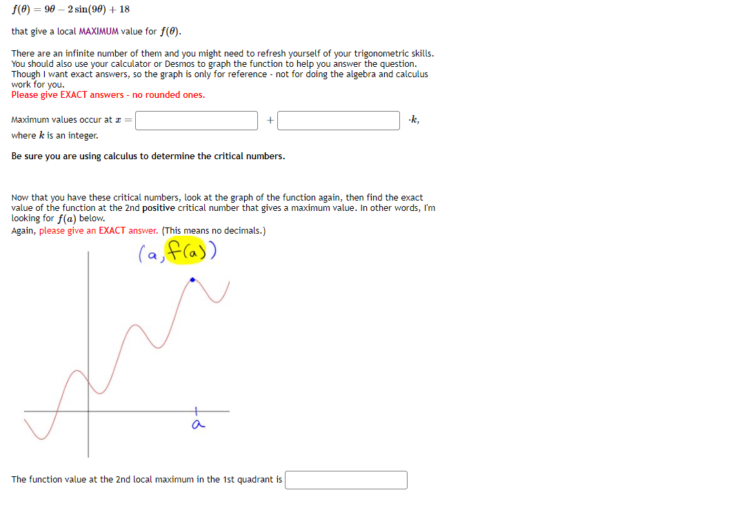 Solved \\[ f(\\theta)=9 \\theta-2 \\sin (9 \\theta)+18 \\] | Chegg.com