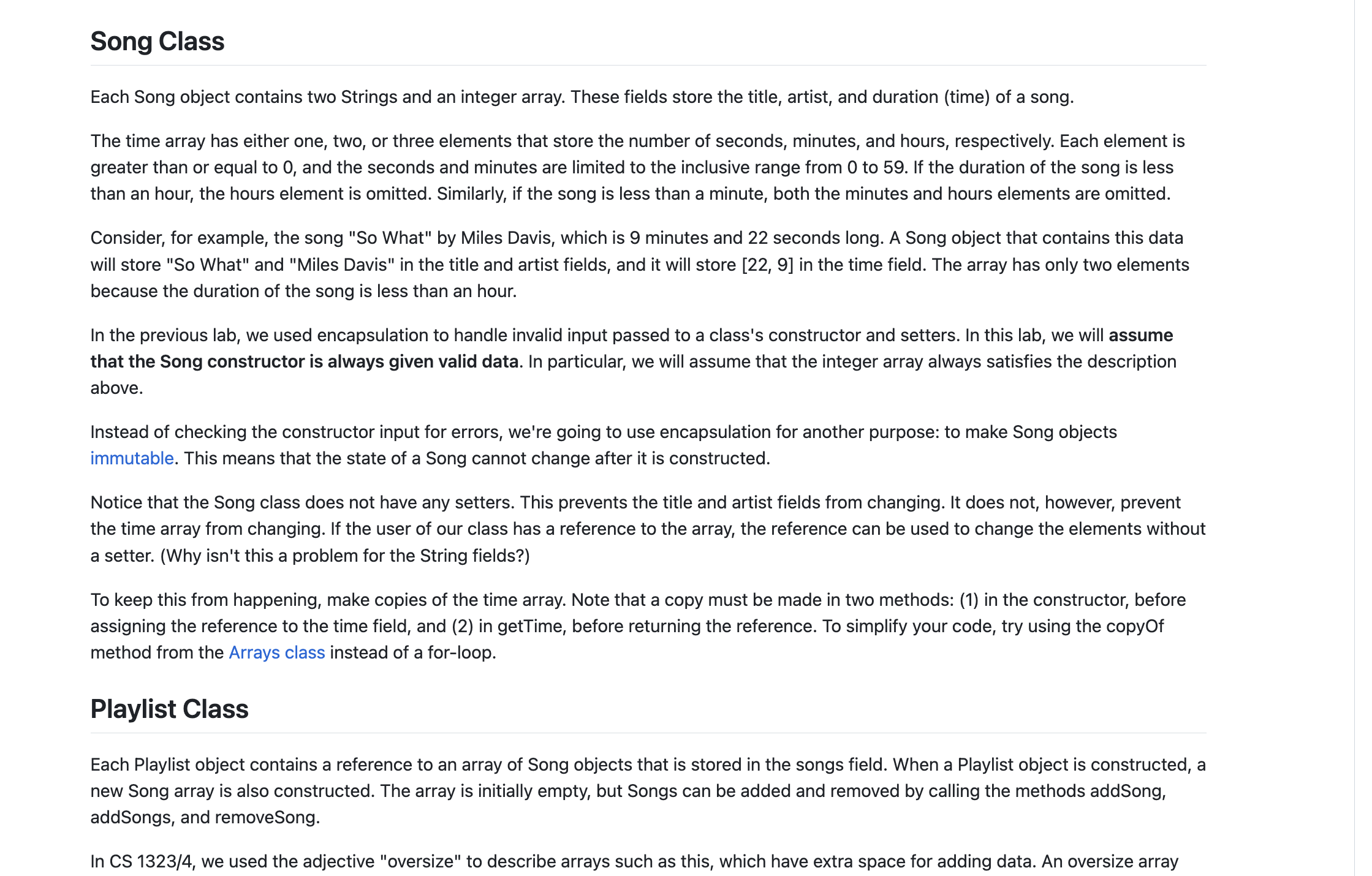 Solved Each Song object contains two Strings and an integer | Chegg.com