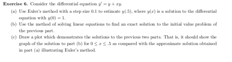 Solved Exercise 6. Consider the differential equation y = y | Chegg.com
