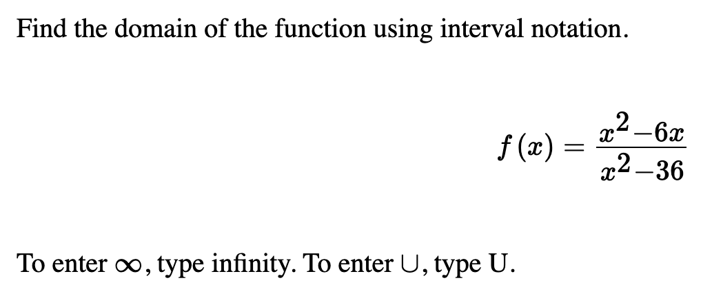 Solved Find the domain of the function using interval | Chegg.com
