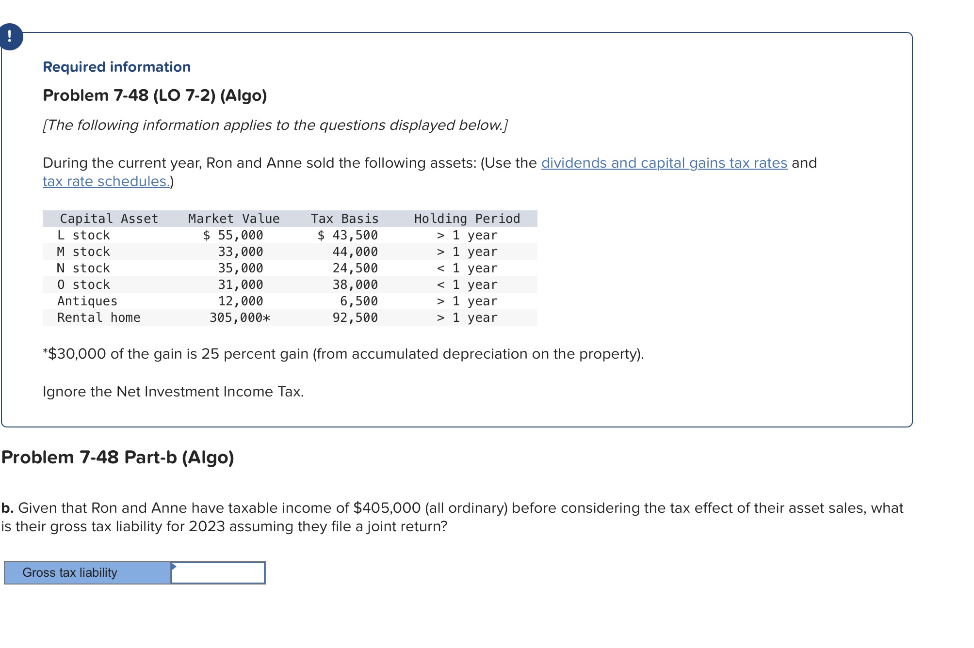 Solved Problem 7-48 (LO 7-2) (Algo) [The following | Chegg.com