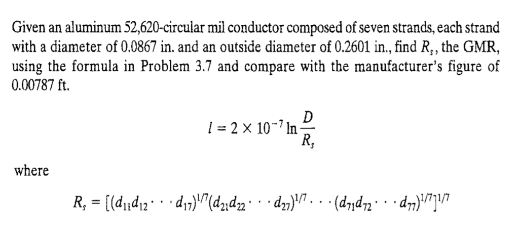 Solved Given an aluminum 52,620-circular mil conductor | Chegg.com