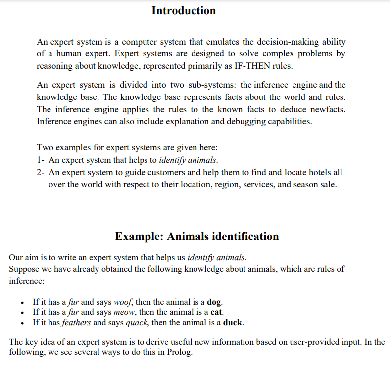 Solved LAB-03: Expert system Objectives: - To define "Expert | Chegg.com