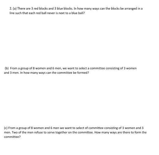 Solved 2. (a) There are 3 red blocks and 3 blue blocks. In | Chegg.com