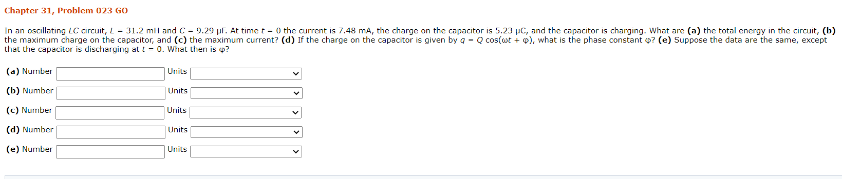 Solved Chapter 31, Problem 023 GO In an oscillating LC | Chegg.com