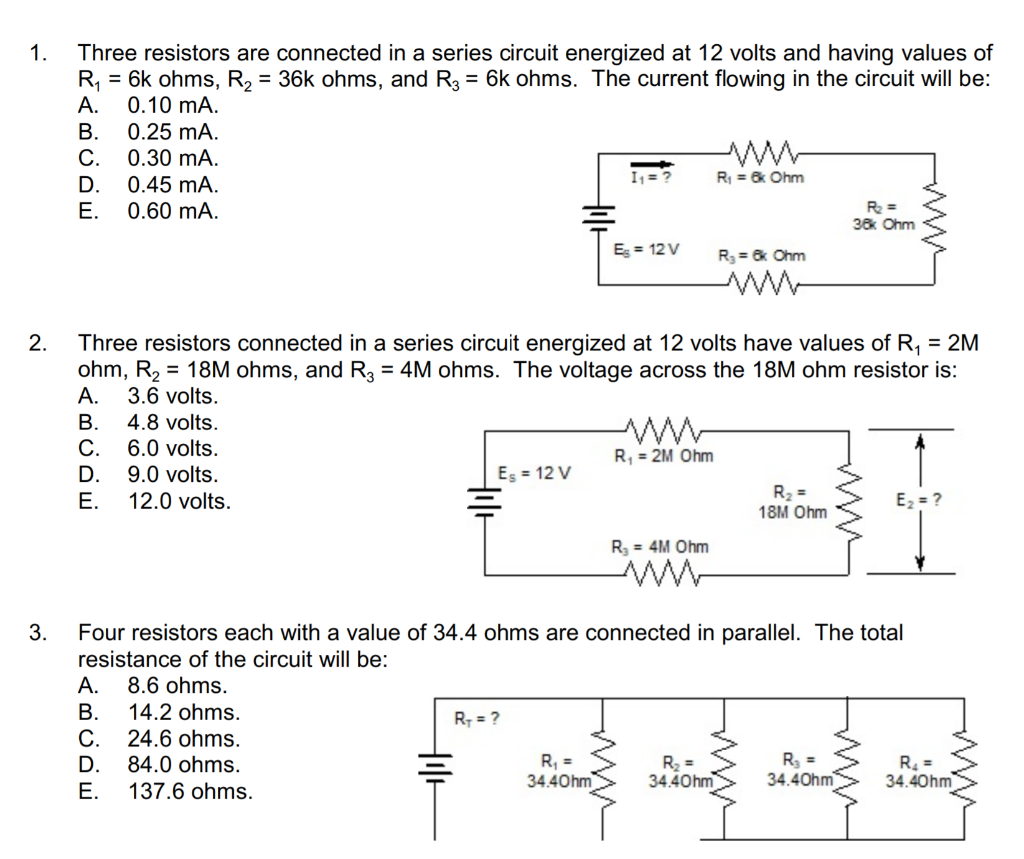 Solved 1. Three resistors are connected in a series circuit | Chegg.com