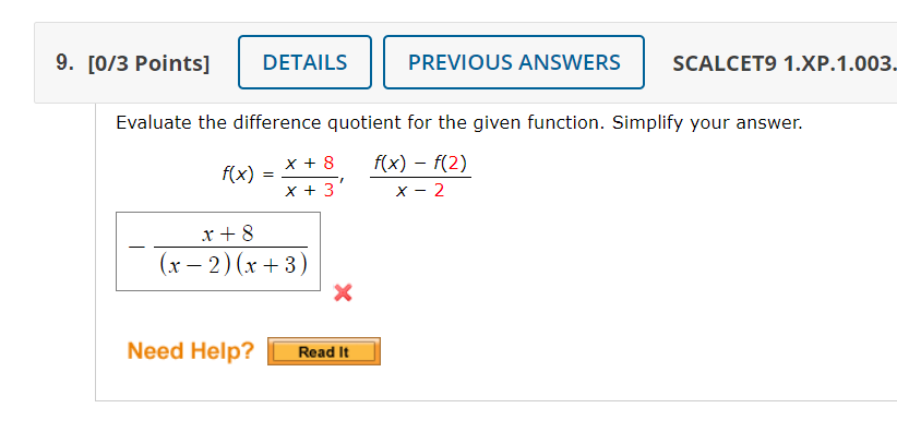 Solved 9. [0/3 Points] DETAILS PREVIOUS ANSWERS SCALCET9 | Chegg.com