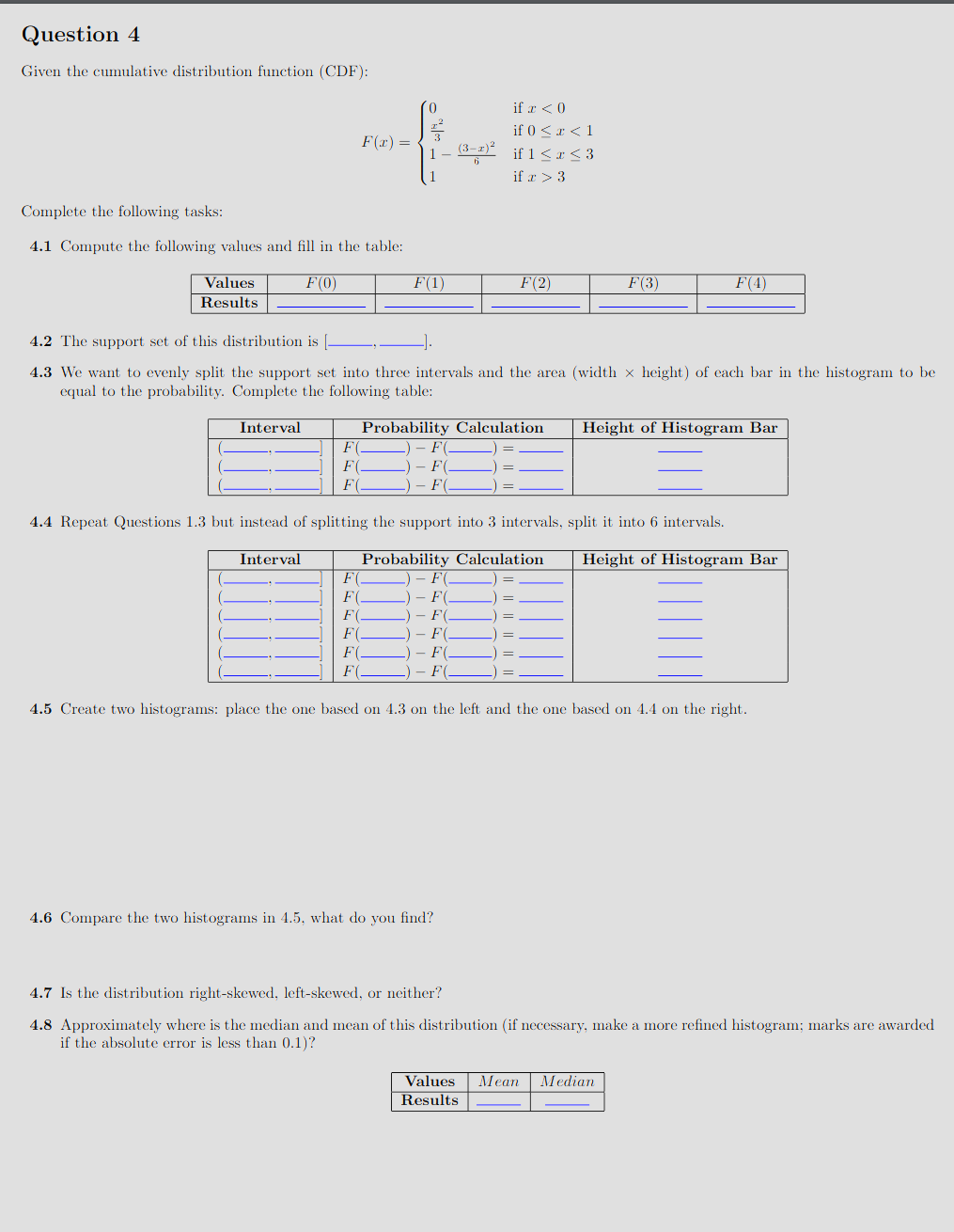 Solved Question 4Given the cumulative distribution function | Chegg.com