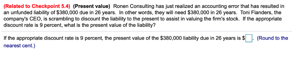 Solved (Related to Checkpoint 5.4) (Present value) Ronen | Chegg.com