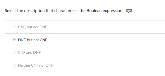Solved Select The Description That Characterizes The Boolean