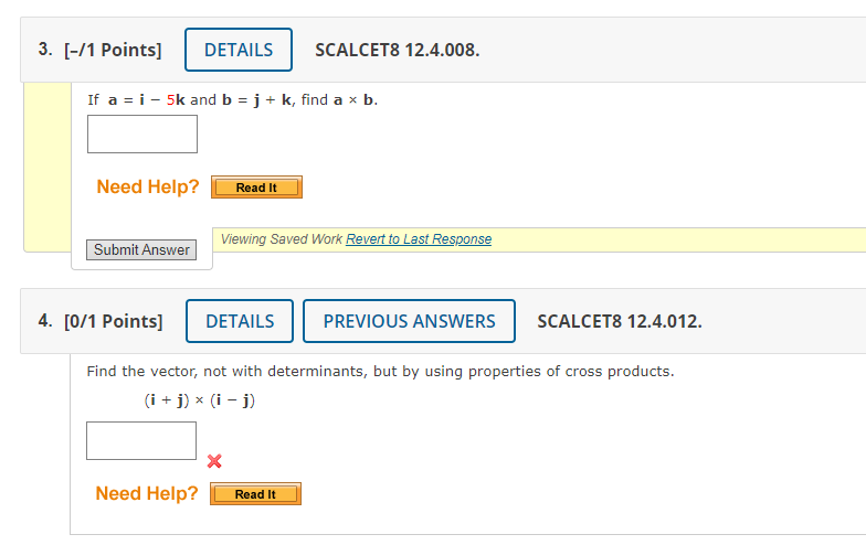 Solved 3. [-/1 Points] DETAILS SCALCET8 12.4.008. If a = 1 - | Chegg.com