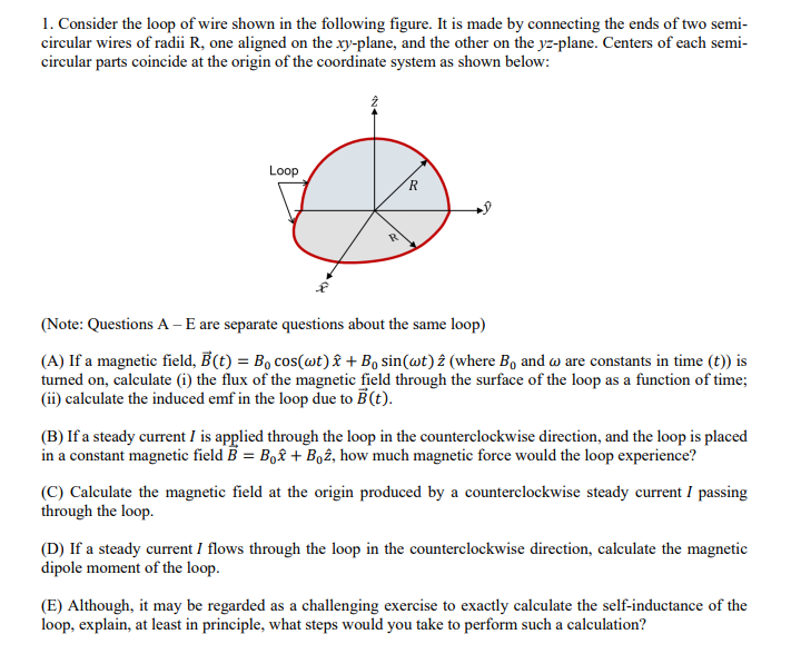 Solved 1. Consider the loop of wire shown in the following | Chegg.com
