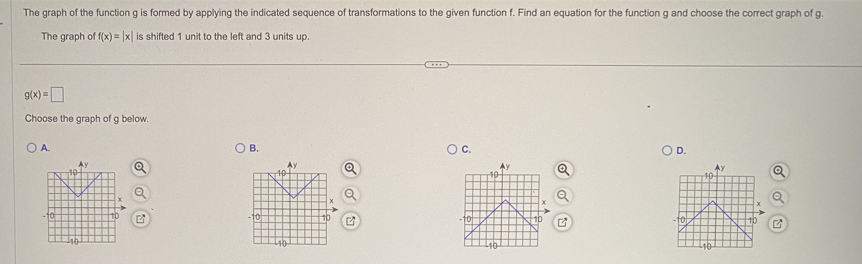 Solved The graph of the function g is formed by applying the | Chegg.com