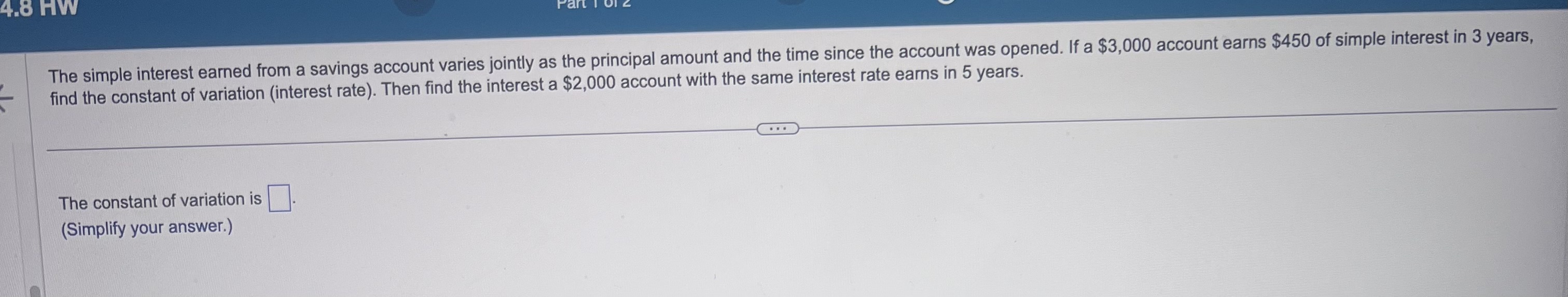 Solved The simple interest earned from a savings account | Chegg.com