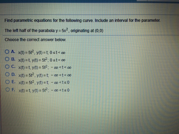 Solved Find parametric equations for the following curve. | Chegg.com