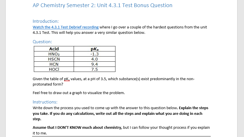 Solved AP Chemistry Semester 2: Unit 4.3.1 Test Bonus | Chegg.com