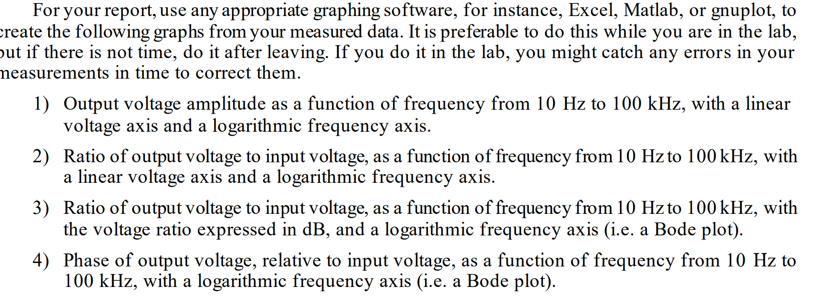 Solved For your report, use any appropriate graphing | Chegg.com