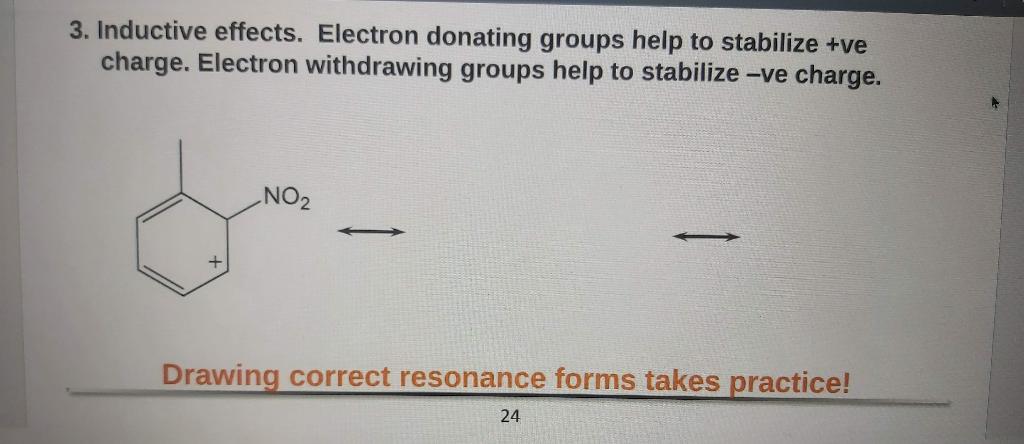 Solved 3. Inductive effects. Electron donating groups help | Chegg.com