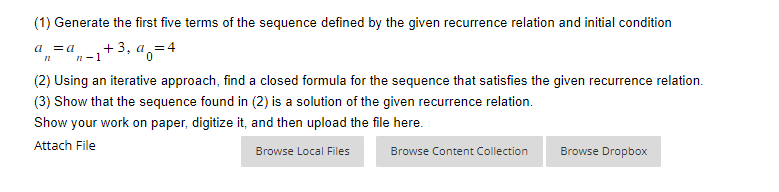 Solved 1 Generate The First Five Terms Of The Sequence 
