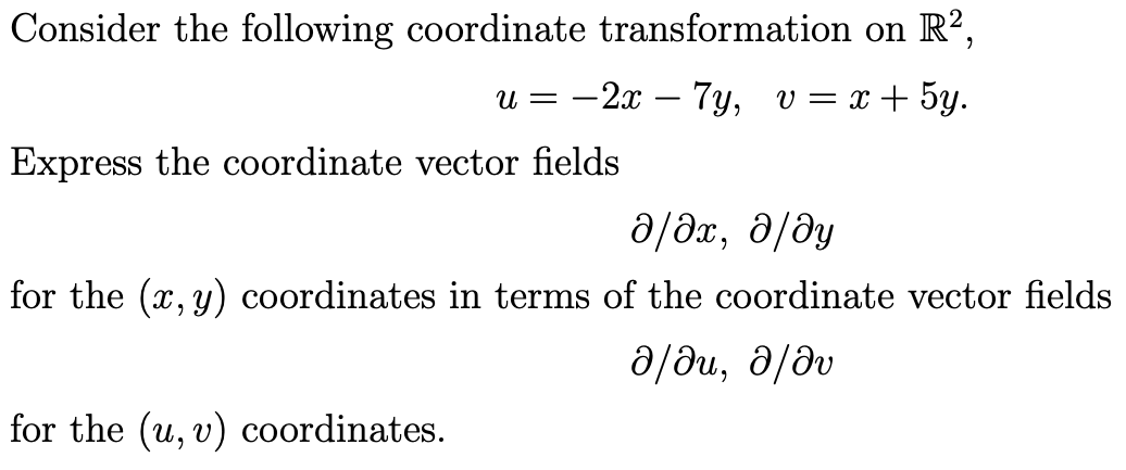 Solved Consider the following coordinate transformation on | Chegg.com
