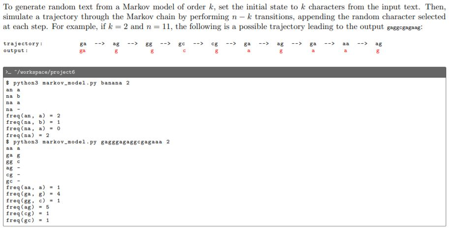 Solved Problem 1. (Markov Model Data Type) Define a data | Chegg.com