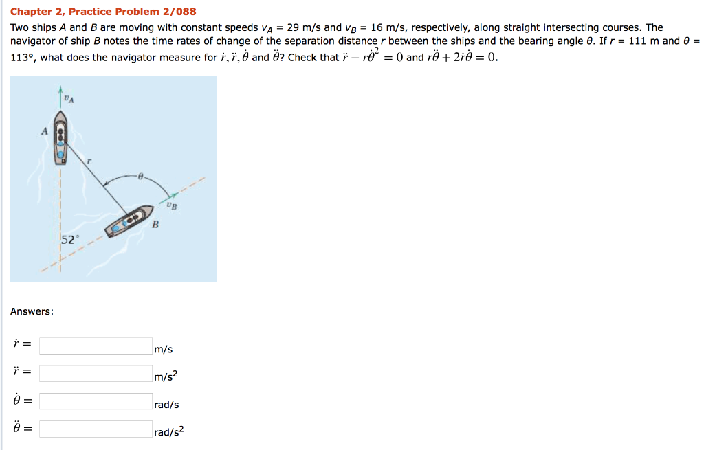 Solved Chapter 2, Practice Problem 2/088 Two ships A and B | Chegg.com