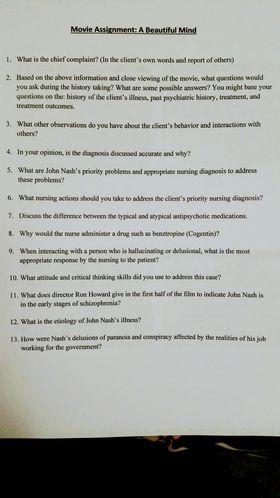 Movie Assignment: A Beautiful Mind 1. What is the | Chegg.com