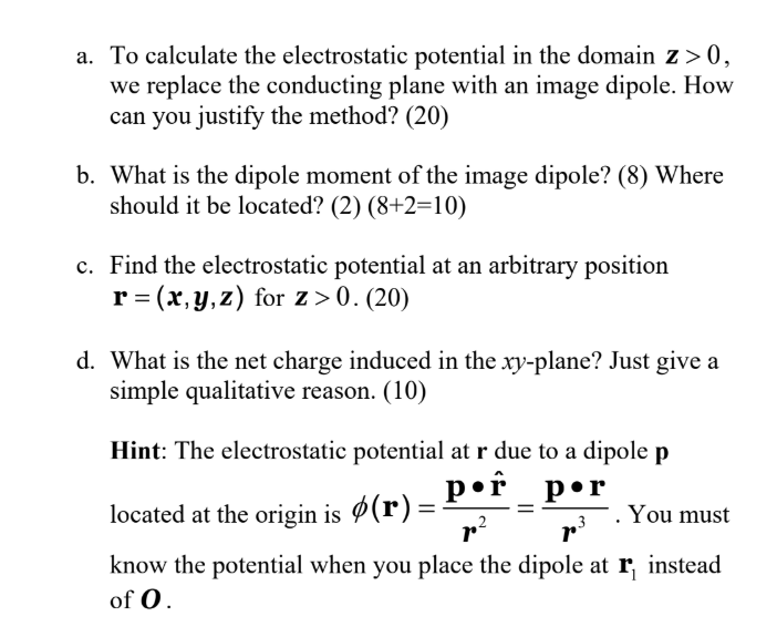 Solved 4. An electric dipole with a dipole moment p = pê is | Chegg.com